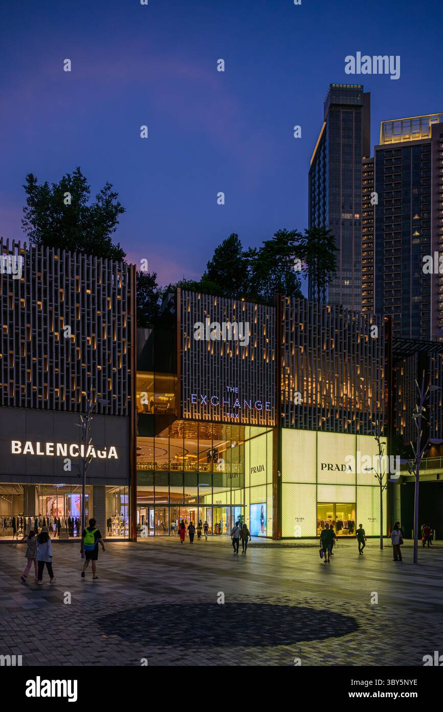 Main entrance to the TRX shopping mall at night, Kuala Lumpur, Malaysia ...