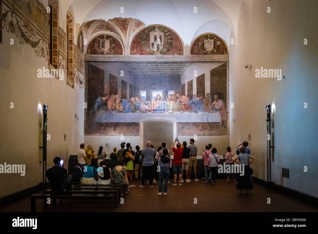 Iconic mural The Last Supper by Leonardo da Vinci, featuring Jesus and ...