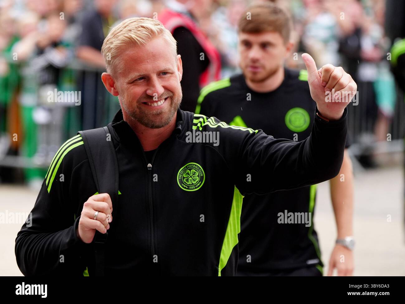 Celtic goalkeeper Kasper Schmeichel arrives at the ground ahead of the ...