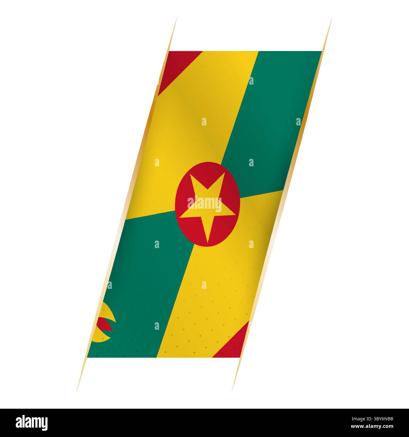 Grenada flag in the form of a banner with waving effect and shadow ...