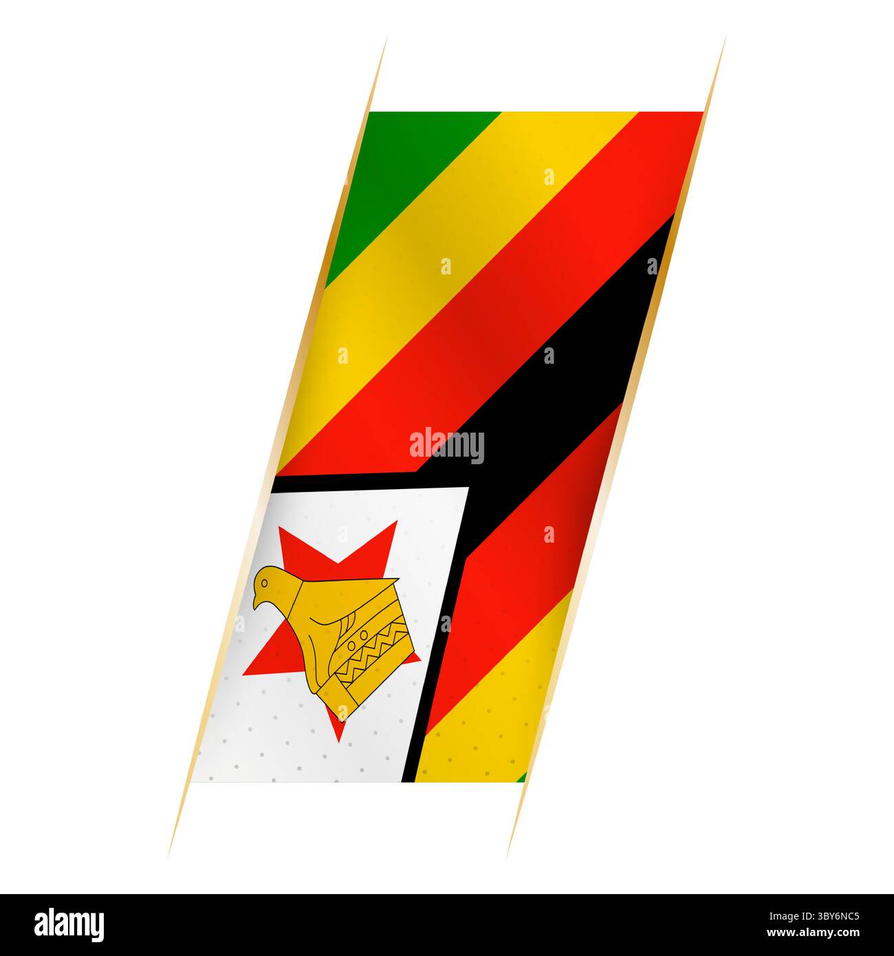 Zimbabwe flag in the form of a banner with waving effect and shadow ...