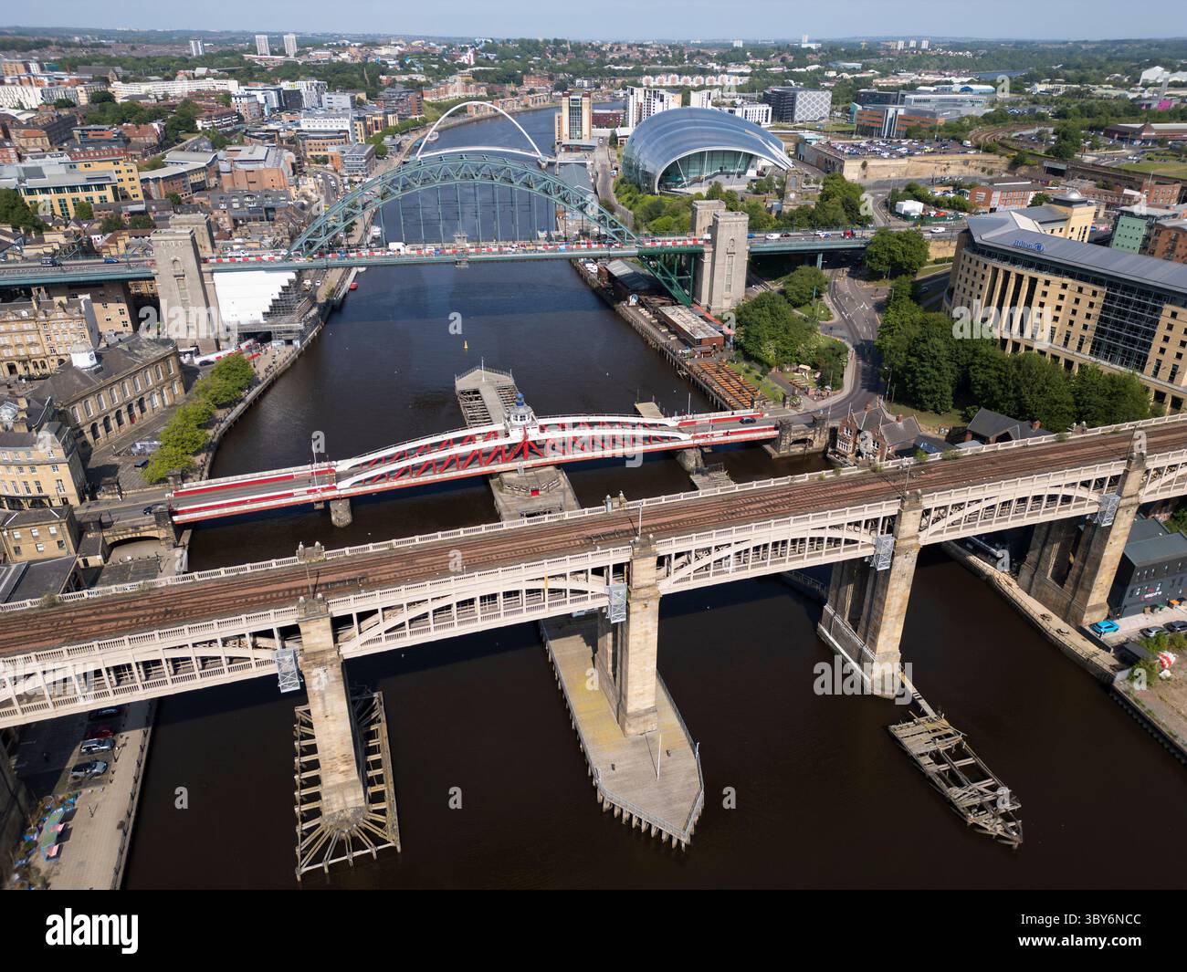 Aerial view four bridges crossing hi-res stock photography and images - Alamy