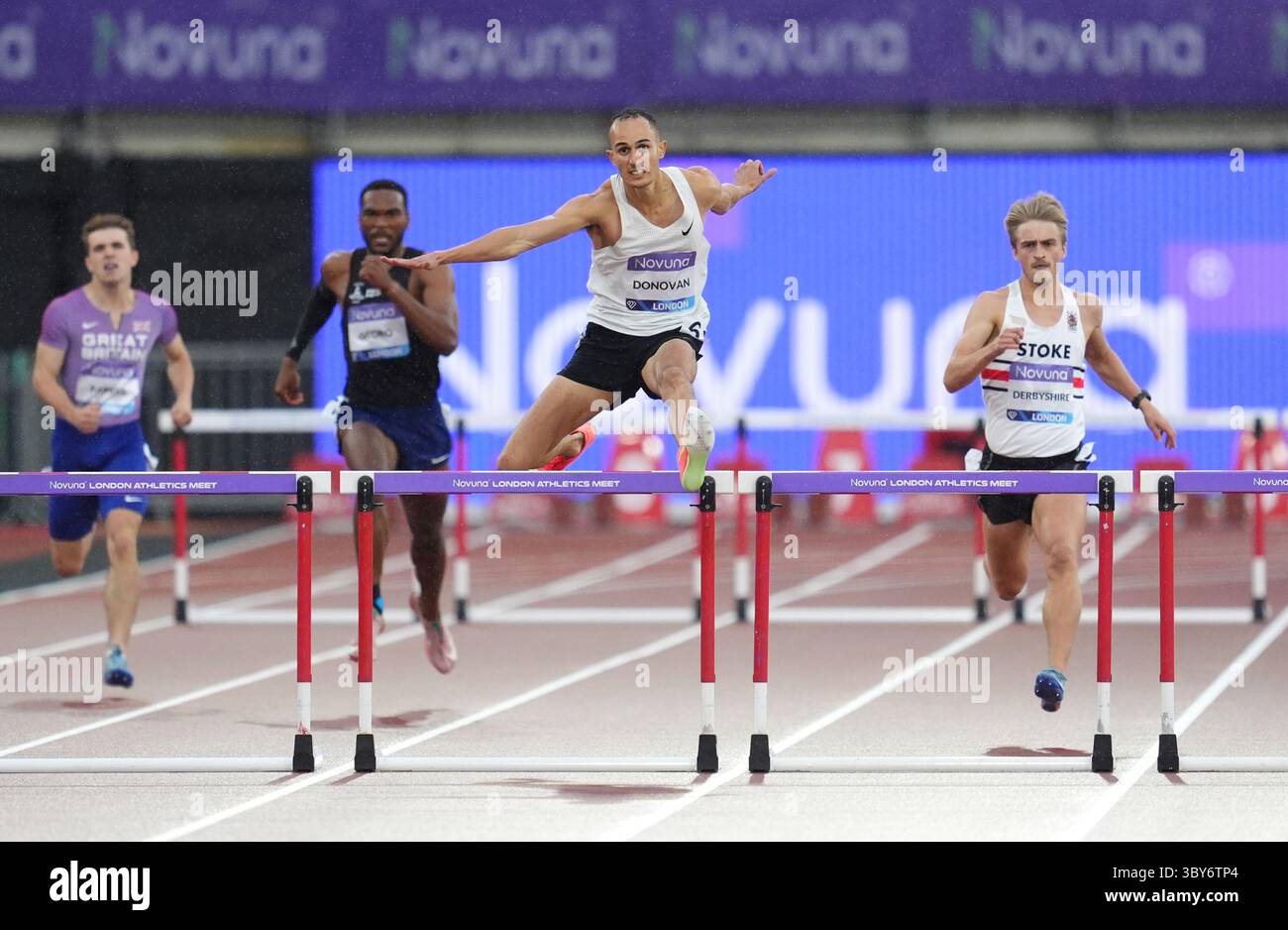 Great Britain's Tyri Donovan wins the Men's 400m Hurdles before being disqualified ahead of ...