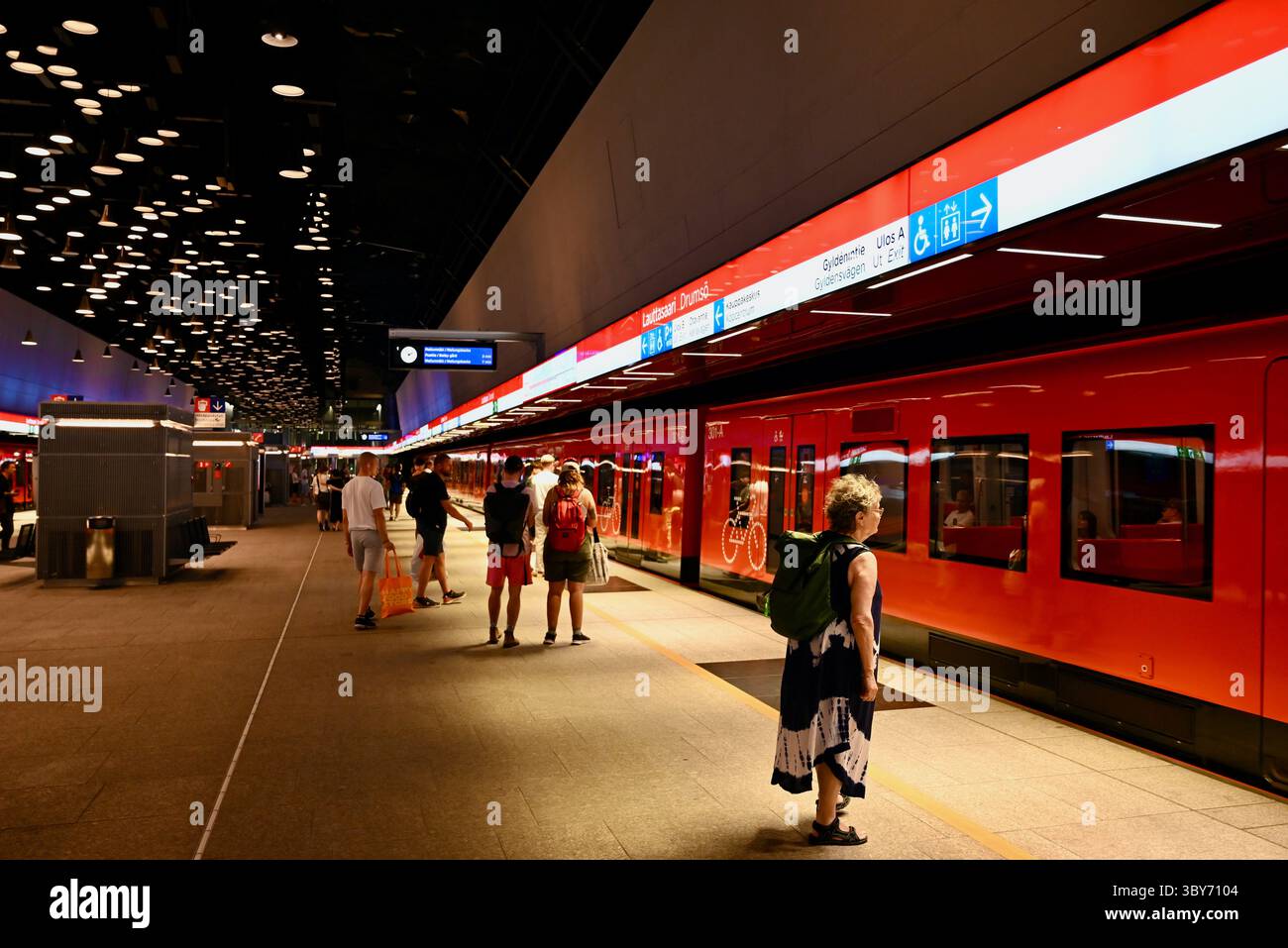helsinki metro system finland lauttasaari underground station Stock ...