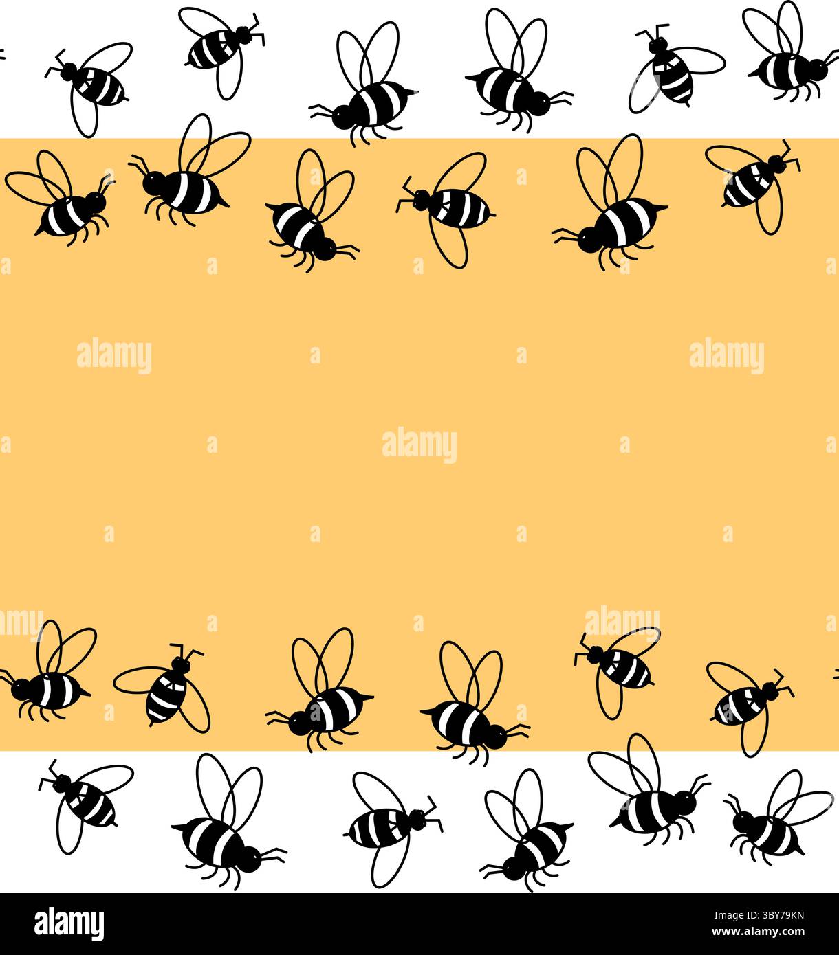 bee honey Horizontal seamless border frame template. Vector graphic ...