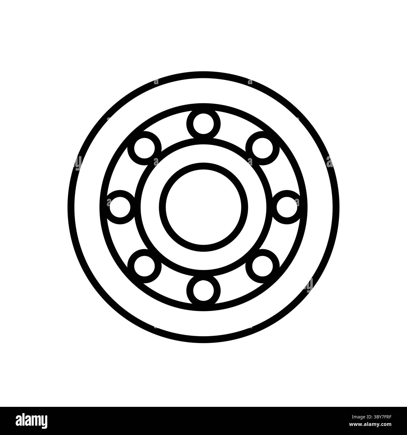 A detailed outline illustration of a bearing featuring a central circle ...