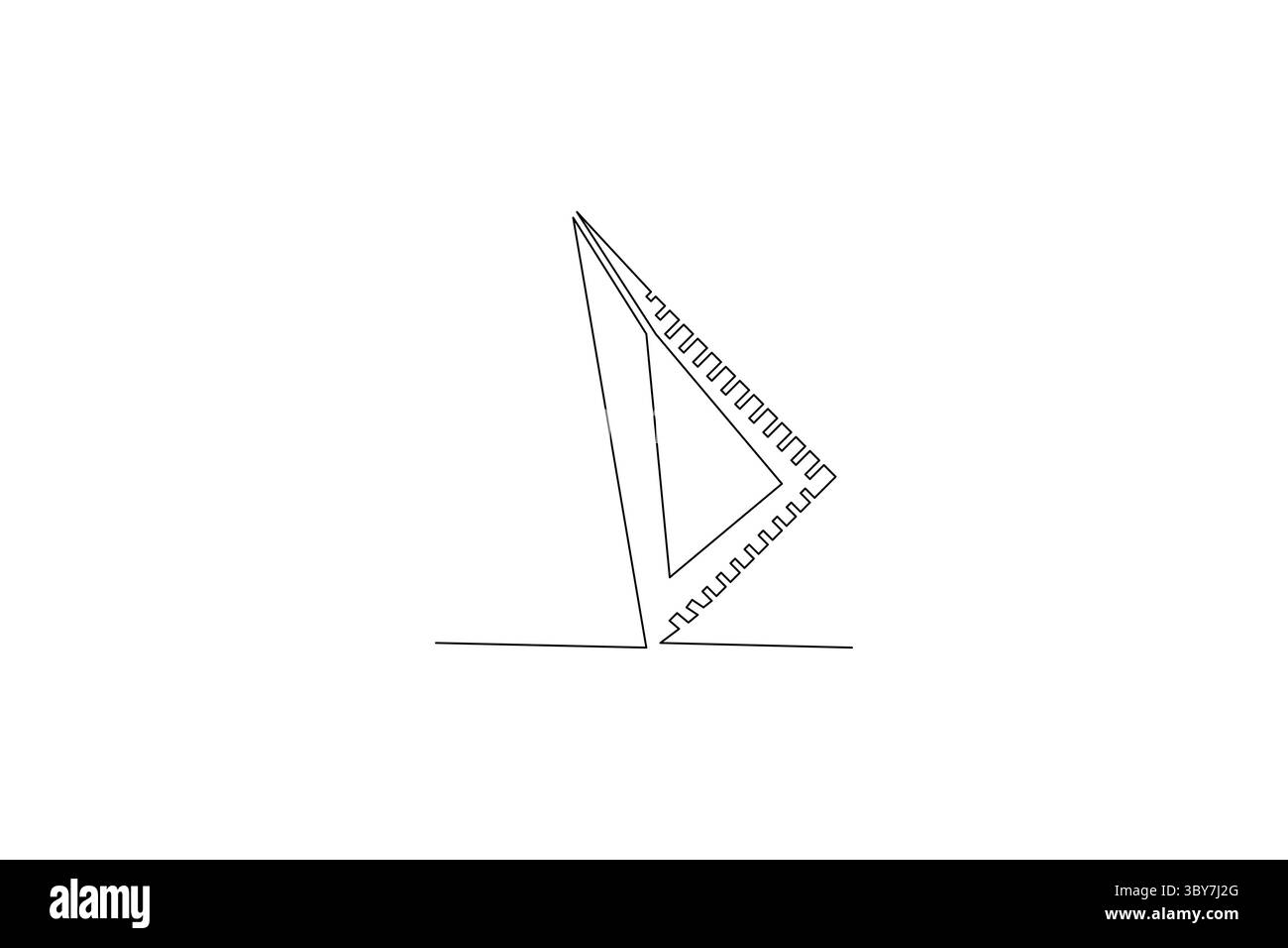 Line drawing ruler continuous one line minimalist outline vector ...