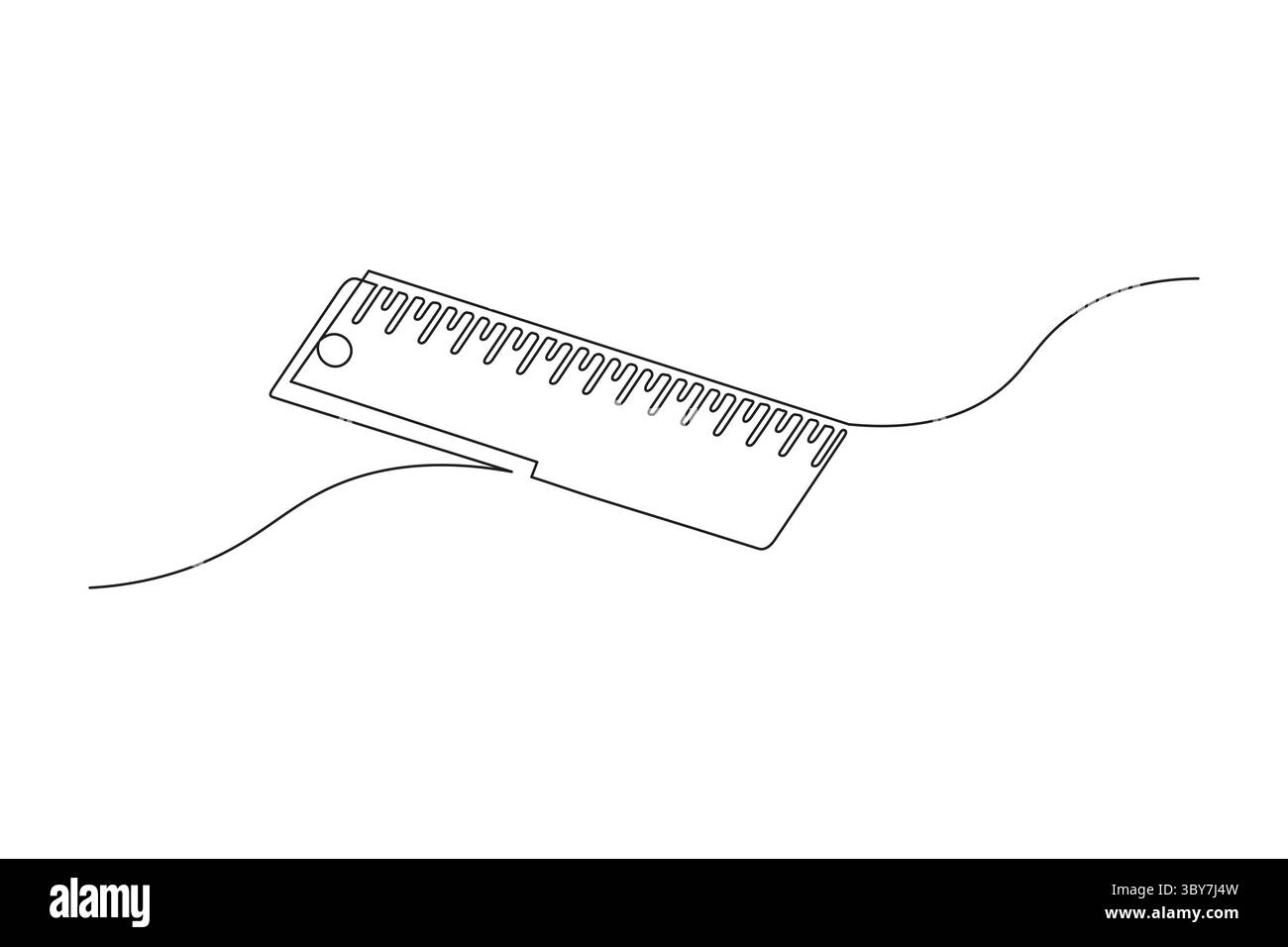 Line drawing ruler continuous one line minimalist outline vector ...