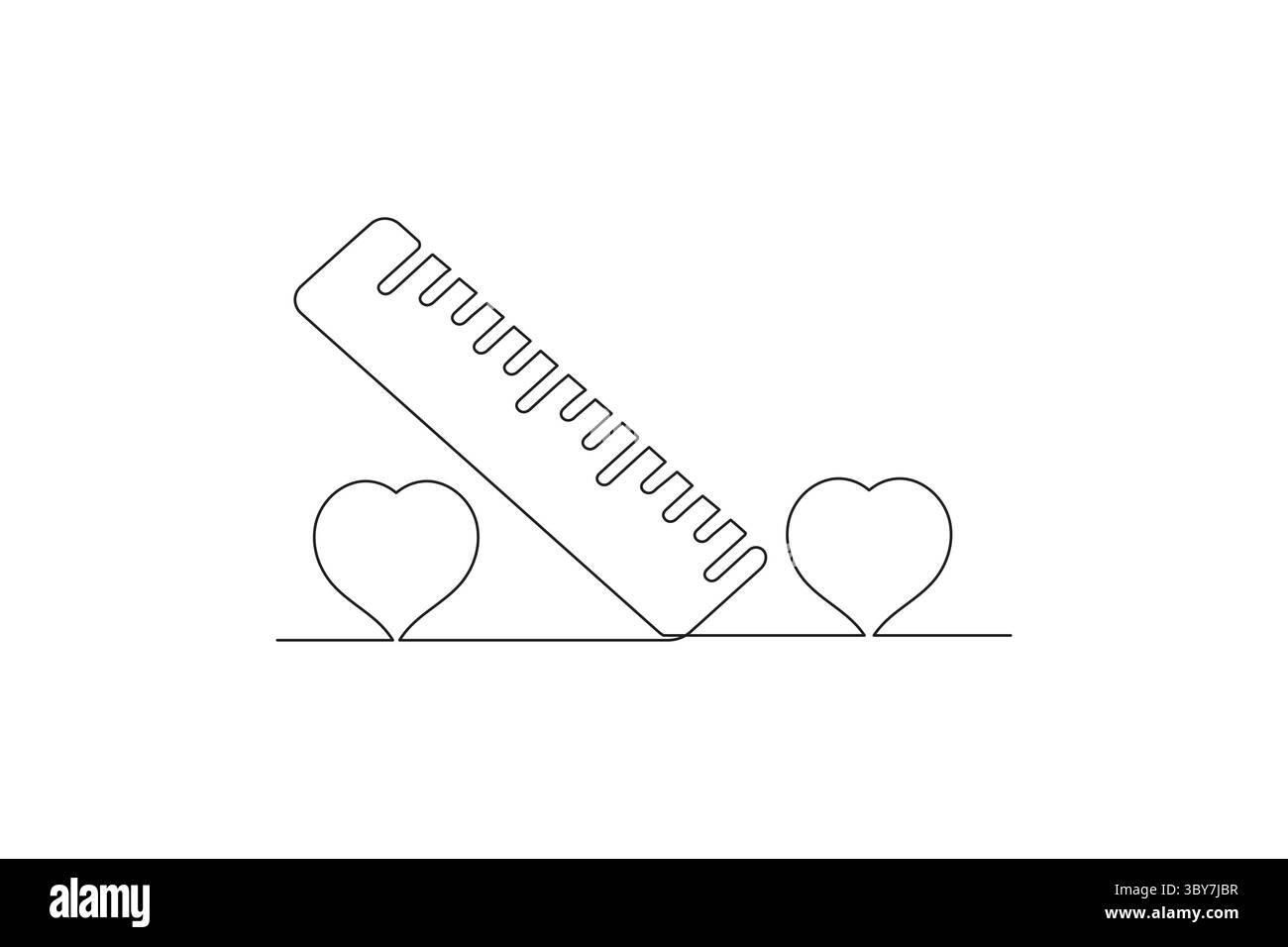 Line drawing ruler continuous one line minimalist outline vector ...