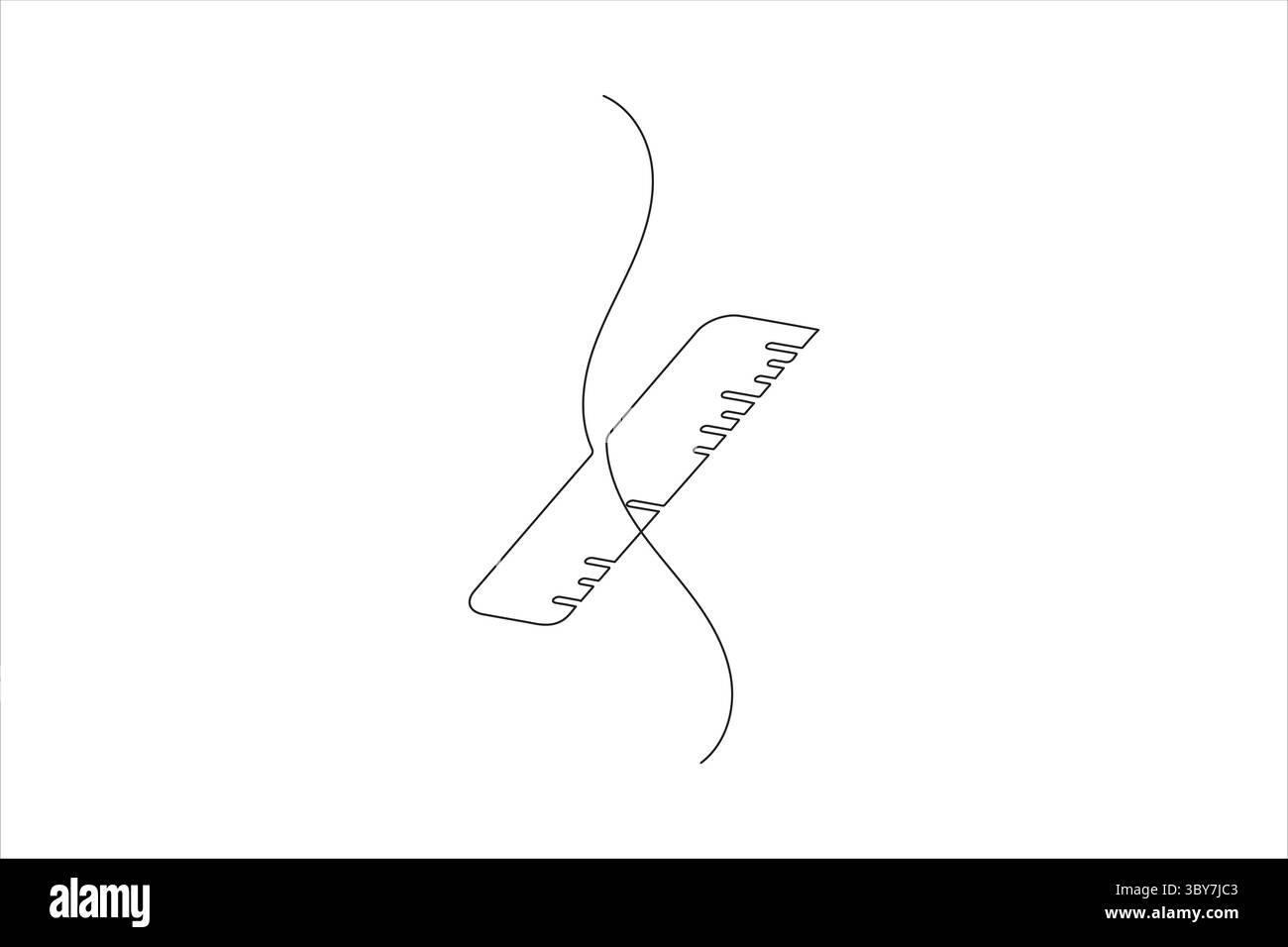 Line drawing ruler continuous one line minimalist outline vector ...