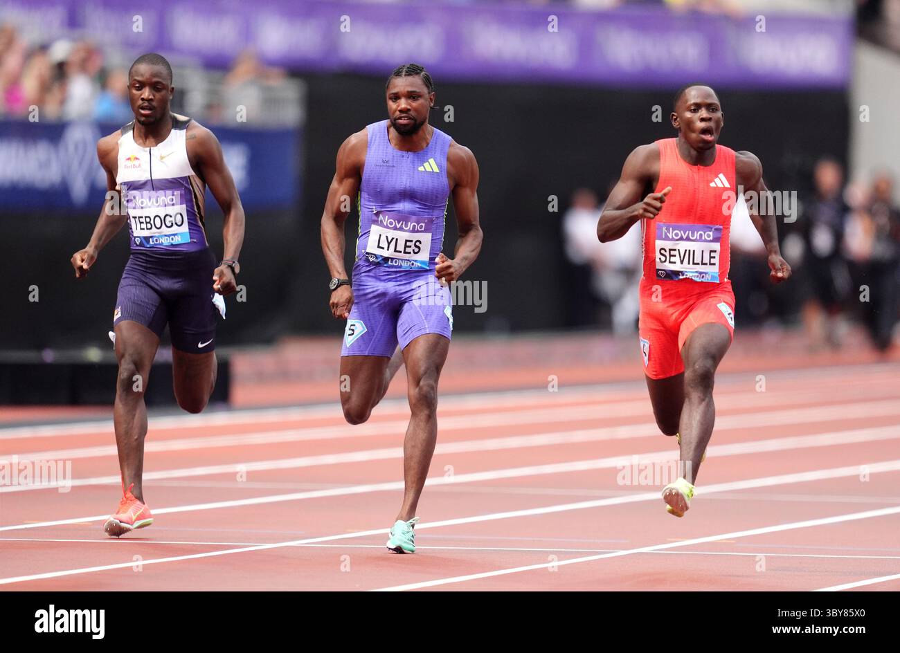 Jamaica's Oblique Seville wins the Men's 100m ahead of USA's Noah Lyles ...