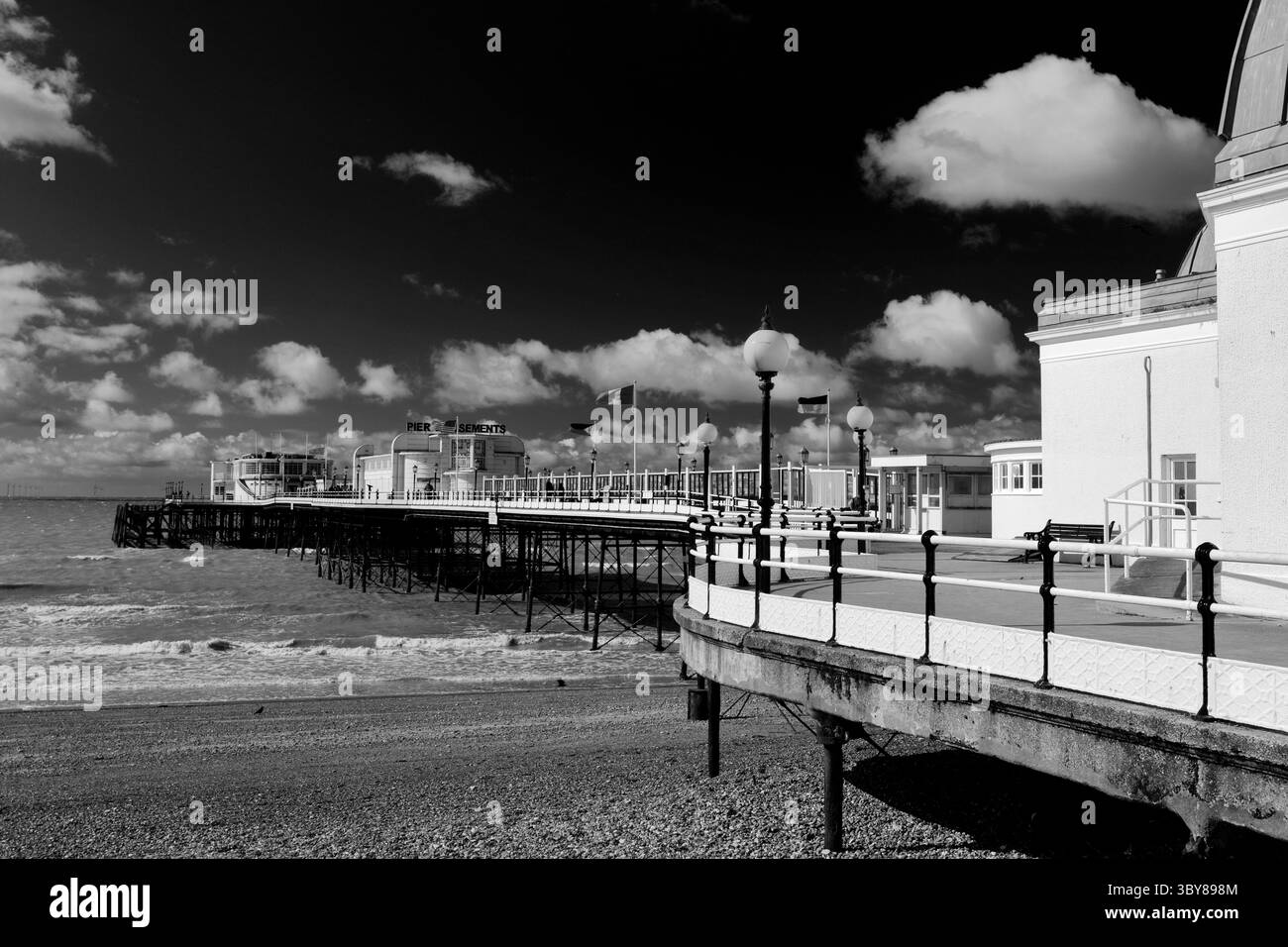 Summer view over the Victorian Pier, Worthing town, West Sussex ...