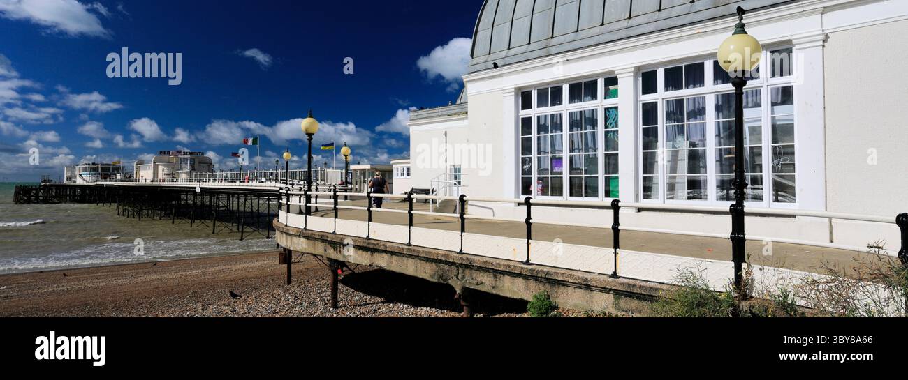 Summer view over the Victorian Pier, Worthing town, West Sussex ...
