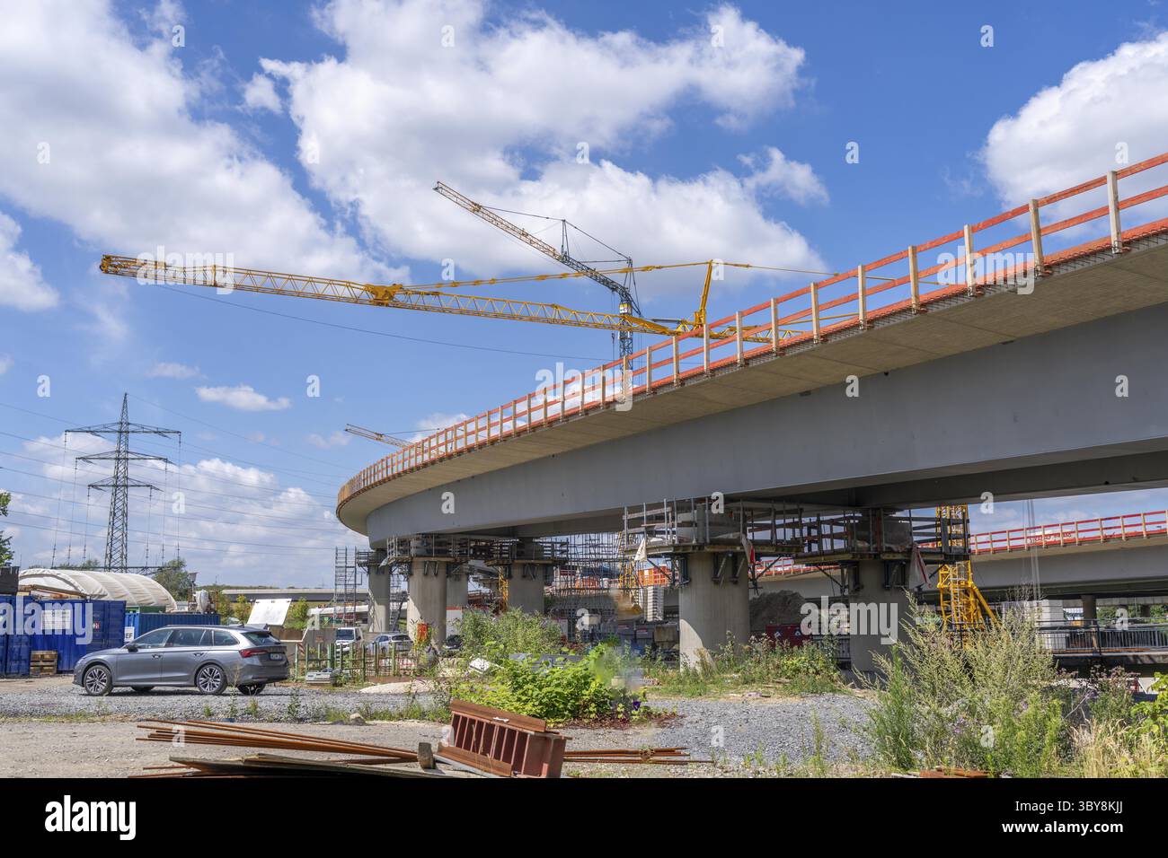 Motorway construction site at the Leverkusen-West junction, A1 and A59 ...