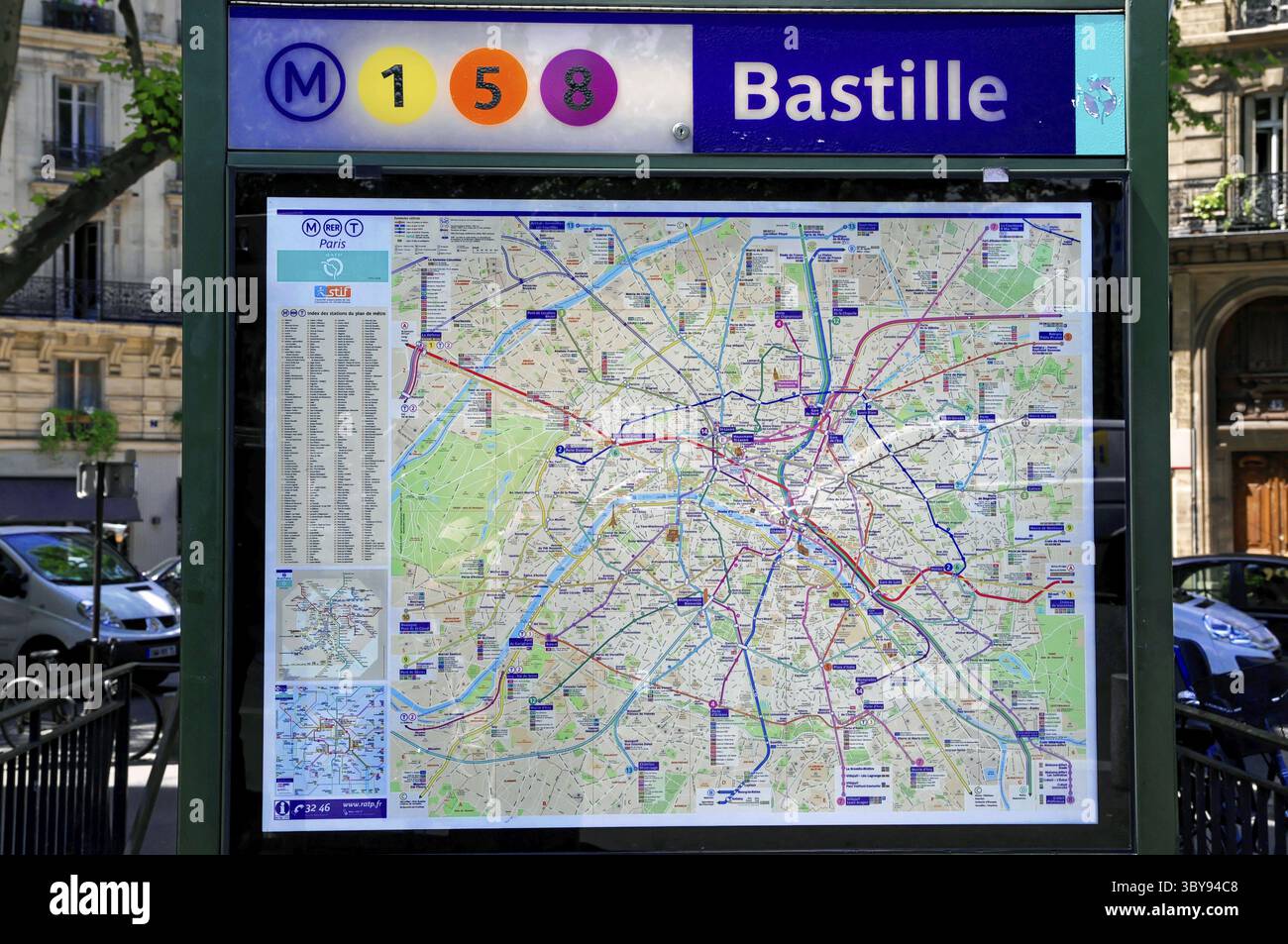 Map of the metro lines at Bastille station, Paris, France Stock Photo ...