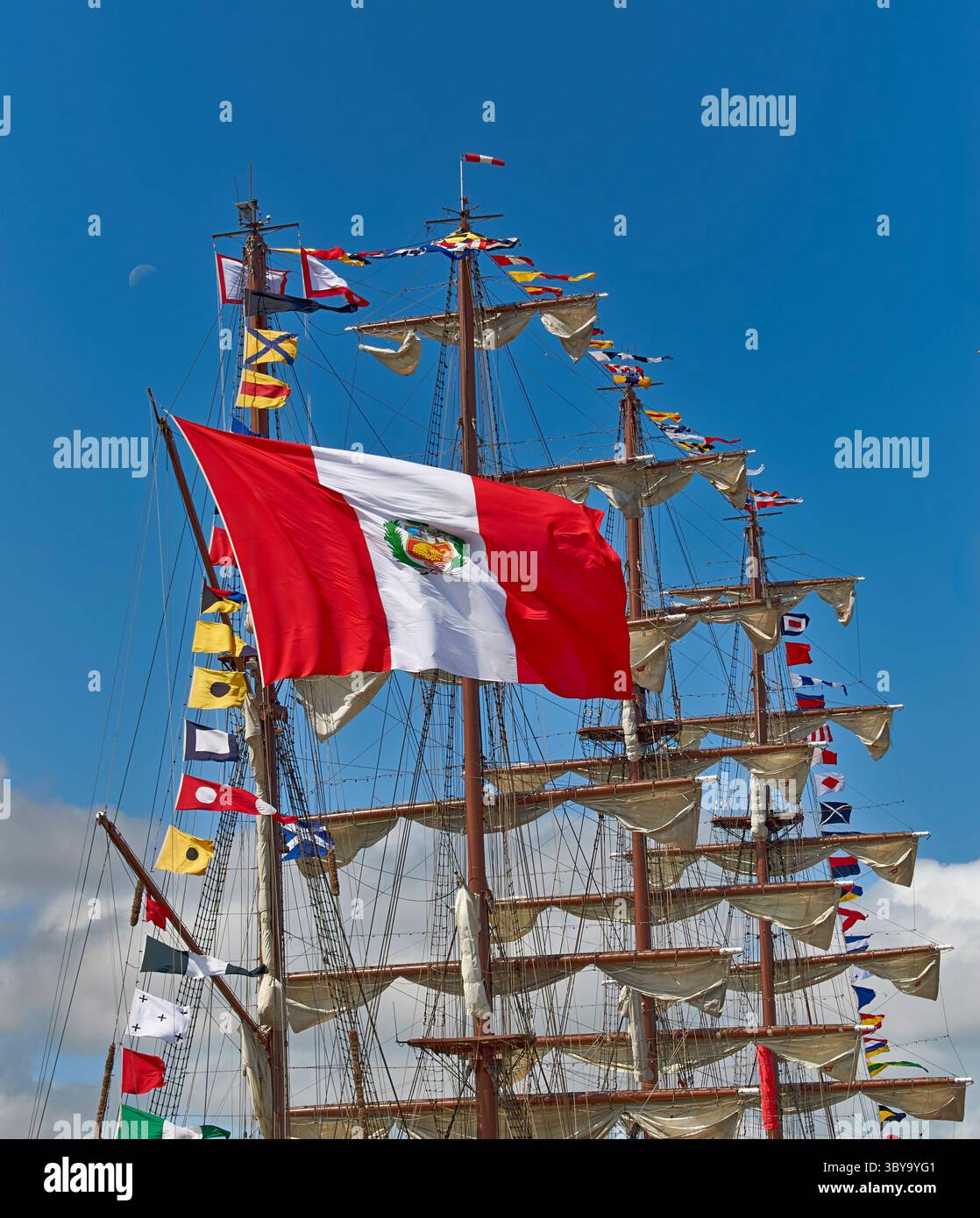 Tall Ships Aberdeen Harbour Scotland flags on the masts of the BAP ...