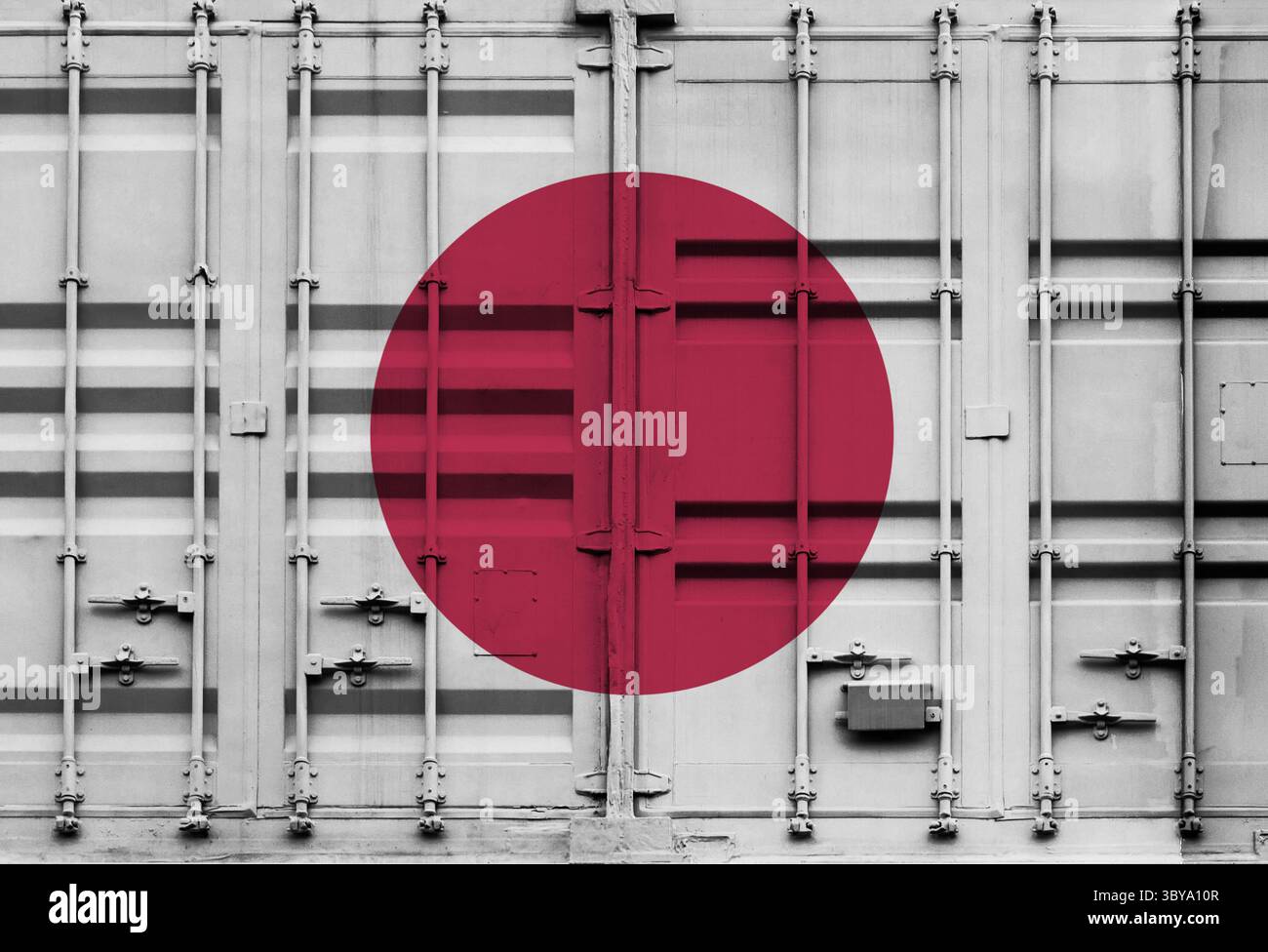 Shipping container with Japanese national flag overlay symbolising ...