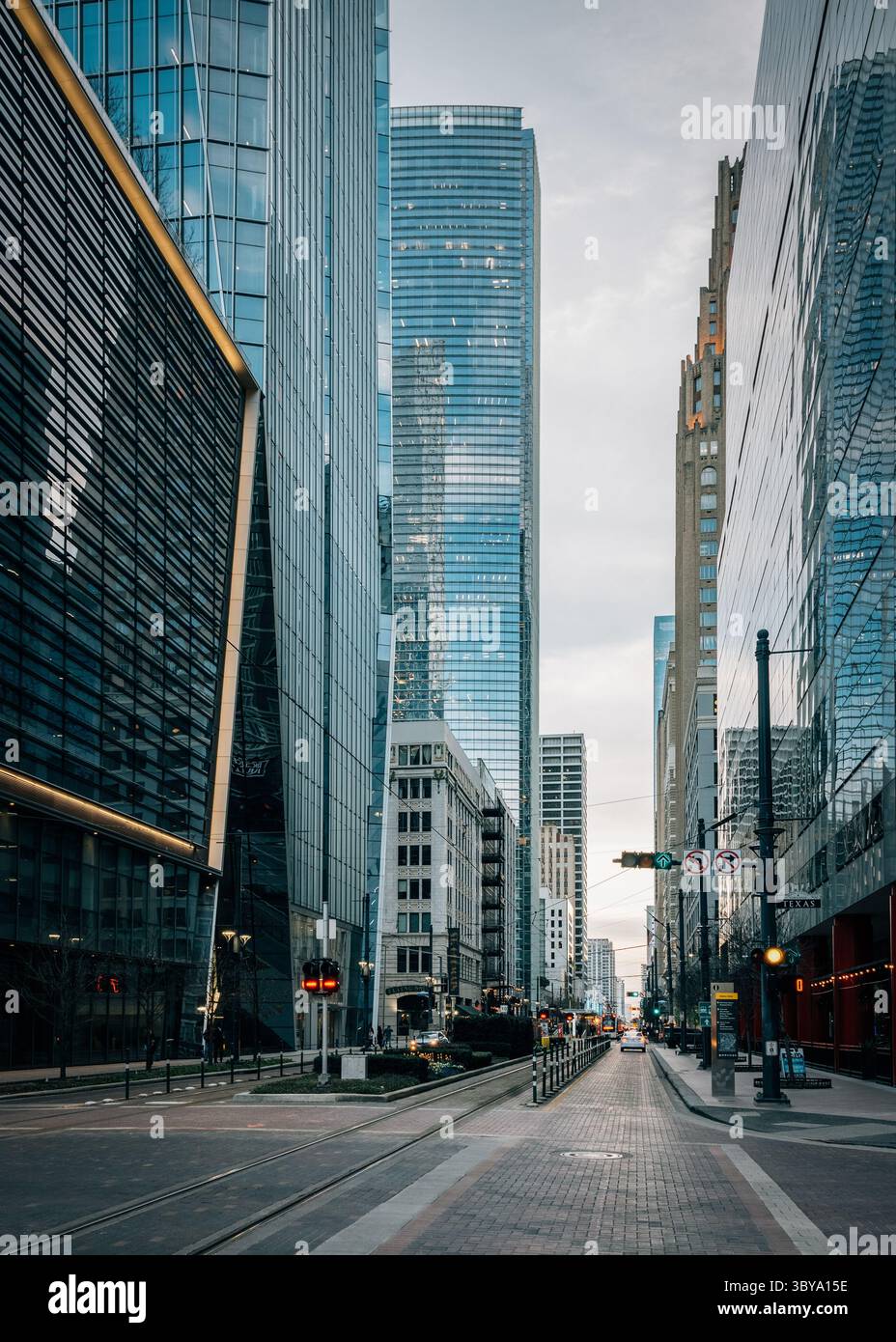 Modern buildings on Main Street in downtown Houston, Texas Stock Photo ...