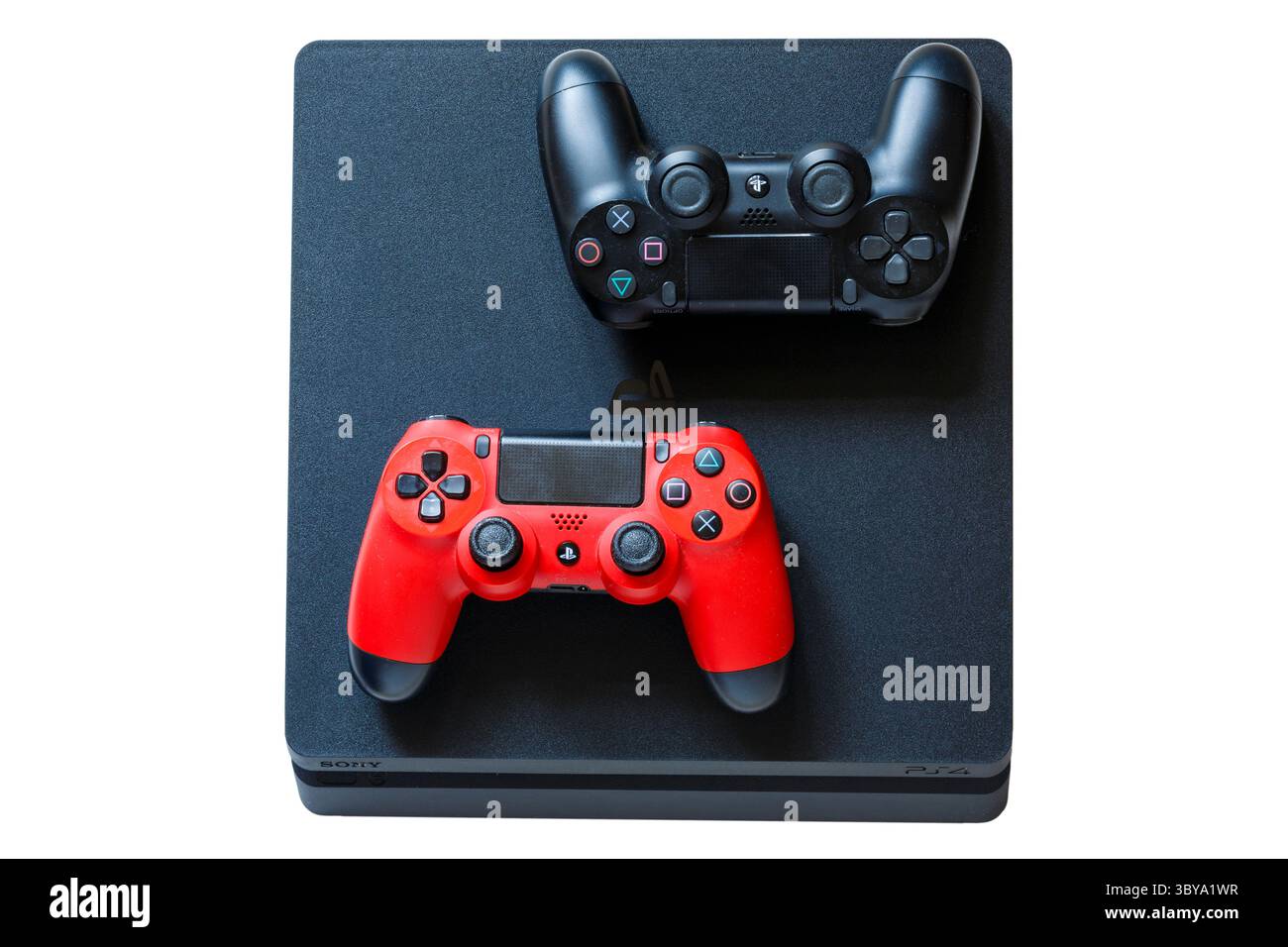 Sony Playstation PS4 controllers DualShock 4 set on PS4 console ...