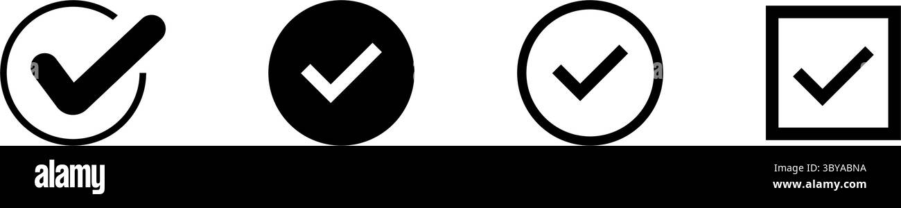 Checkmark tick in circle Black and White Stock Photos & Images - Alamy