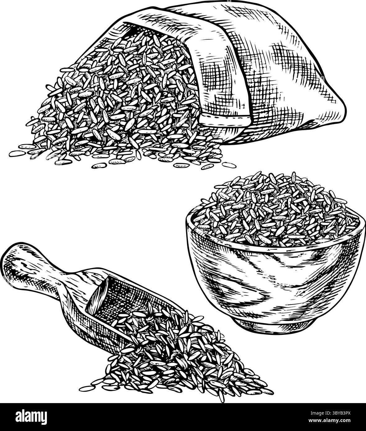 Groats in wooden bowl Stock Vector Images - Alamy