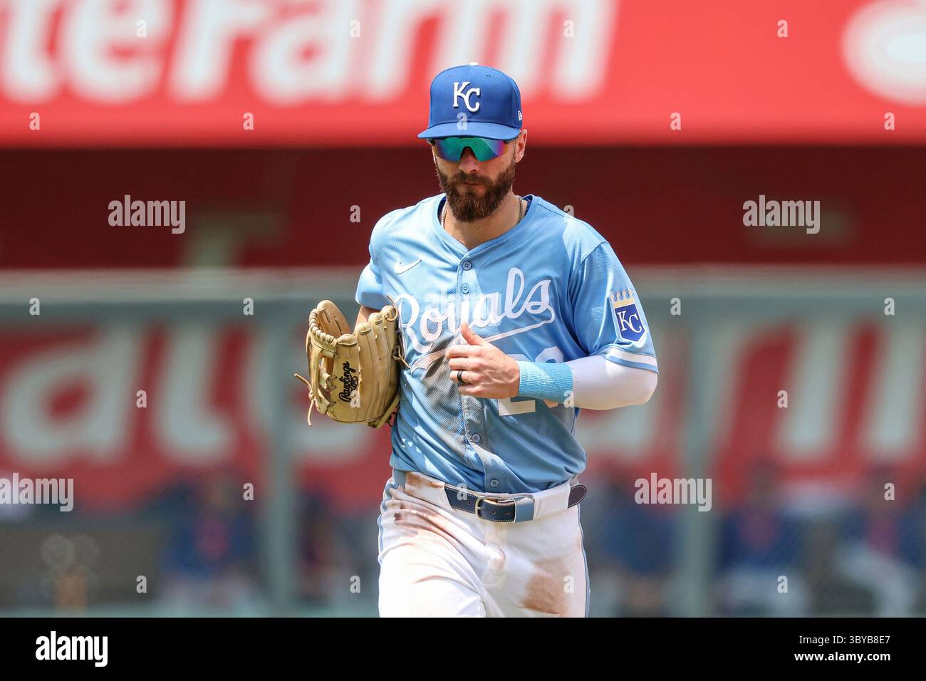 July 13, 2025: Kansas City Royals left fielder John Rave (26) is seen ...