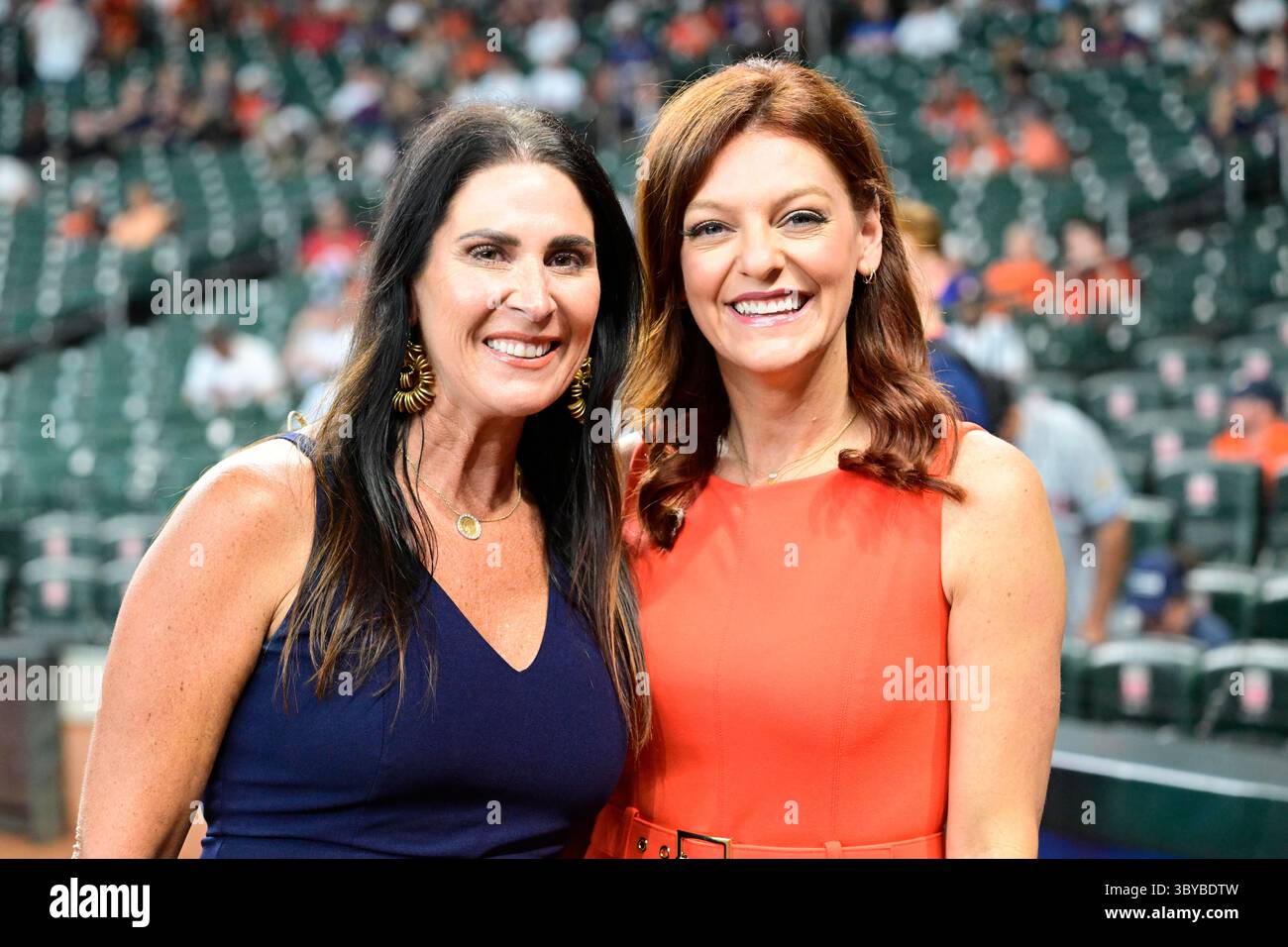 Sideline reporters Emily Jones (Texas Rangers) and Julia Morales ...