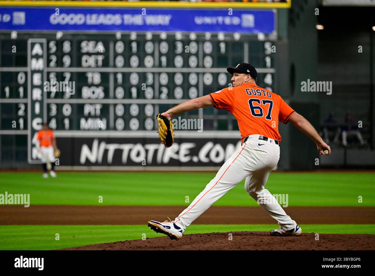 Houston Astros pitcher Ryan Gusto (67) throws a chage-up in the fifth ...