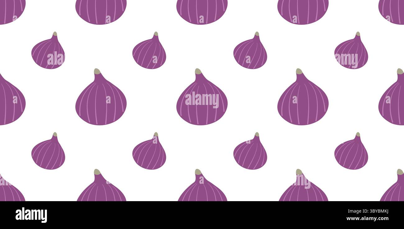 Autumn elements seamless pattern with figs in flat style. Hand drawn ...