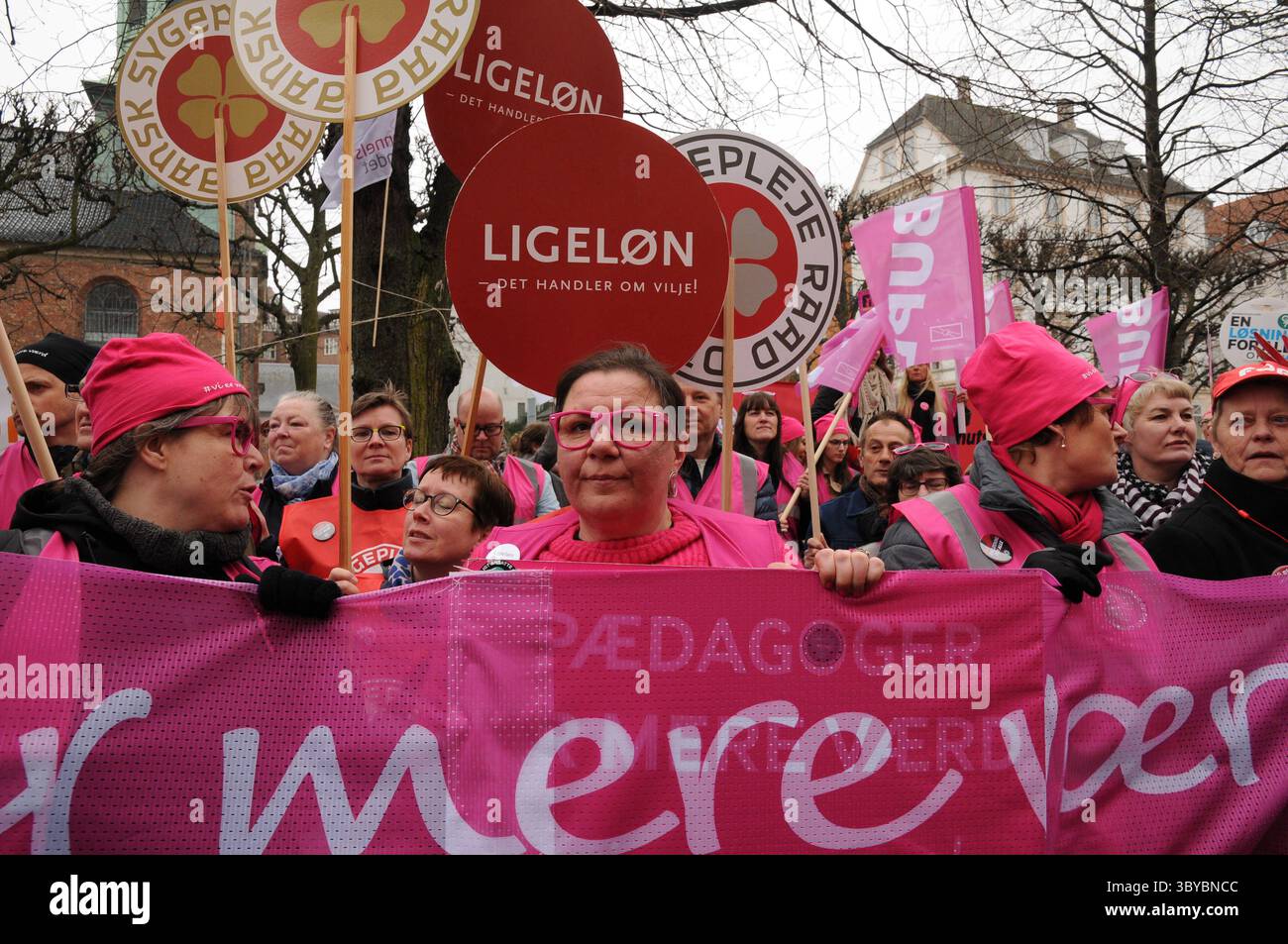 Copenhagen/Denmark 15 April 2018 Danish all trade union stange rally ...