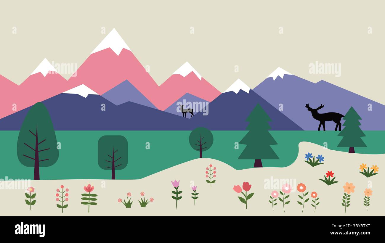 Scenic landscape snowy field Stock Vector Images - Alamy