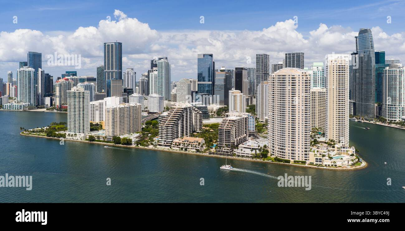 Aerial view of Brickell skyscrapers. Modern cityscape of downtown Miami ...
