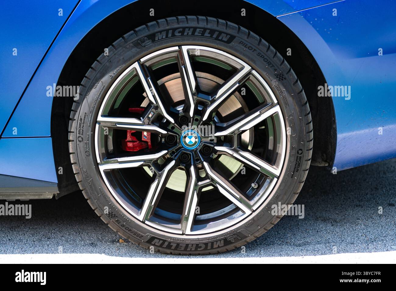 Miami, Florida, USA - April 13, 2025: BMW i4 M50 2023 electric car ...
