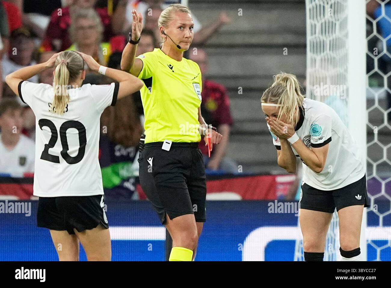 Germany's Kathrin Hendrich, right, is sent off the pitch after ...