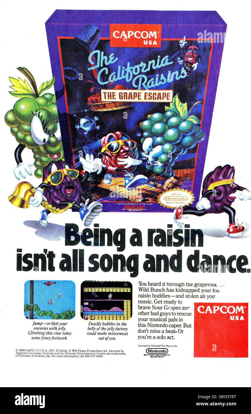 1991 California Raisins, The: The Grape Escape Capcom cancelled video ...