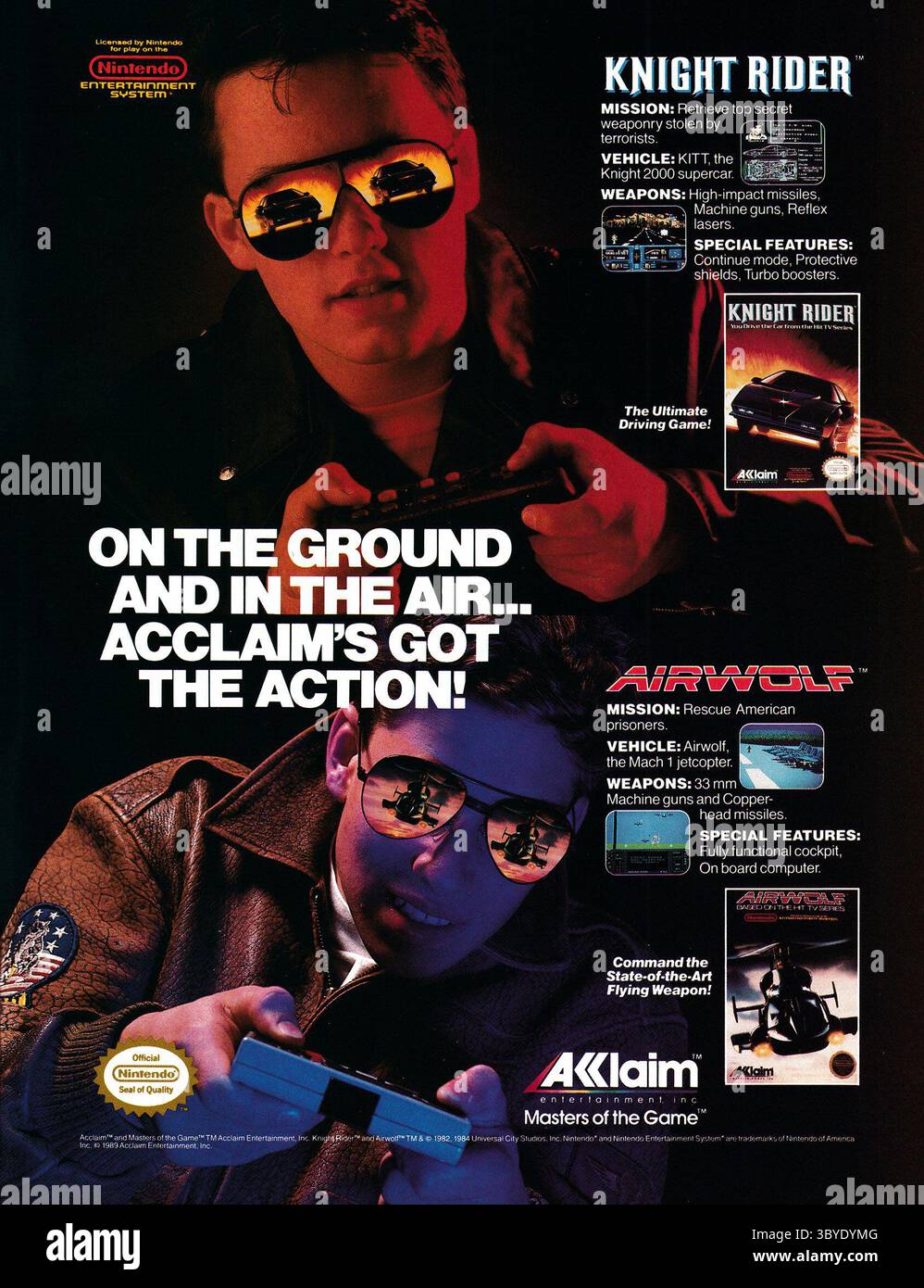 1989 Acclaim Knight Rider / Airwolf Nintendo NES ad Stock Photo - Alamy
