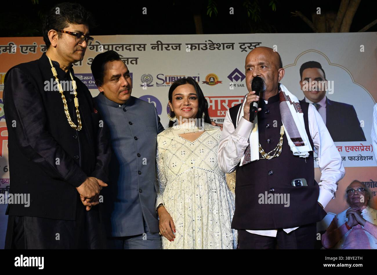 NEW DELHI, INDIA - JULY 19: Indian lyricist Sameer Anjaan, along with ...