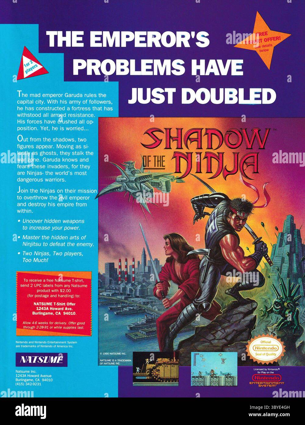1990 Shadow of the Ninja aka: Blue Shadow, Yami no Shigotonin Kage NES ...