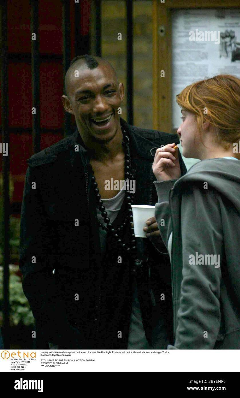 Harvey Keitel dressed as a priest on the set of a new film Red Light ...