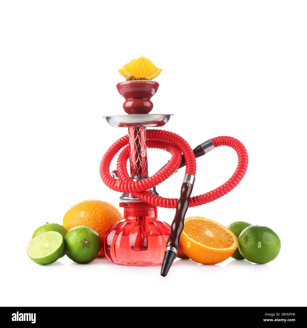 Hookah with different fruits isolated on white Stock Photo - Alamy