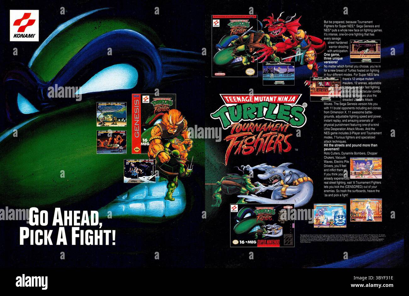 1994 Teenage Mutant Ninja Turtles: Tournament Fighters video game promo ...