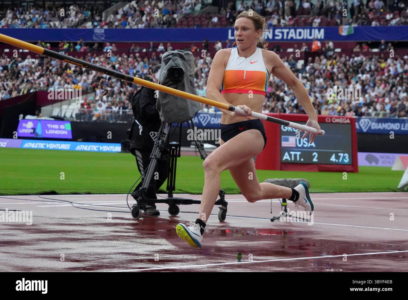 Emily Grove (USA) places fourth in the women's pole vault at 15-6 1/4 ...