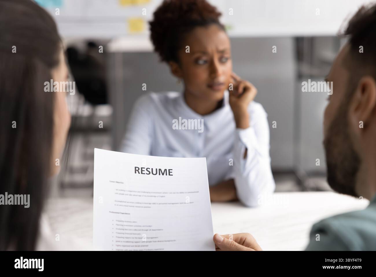 African woman applicant feels concerned of frustrated during job ...