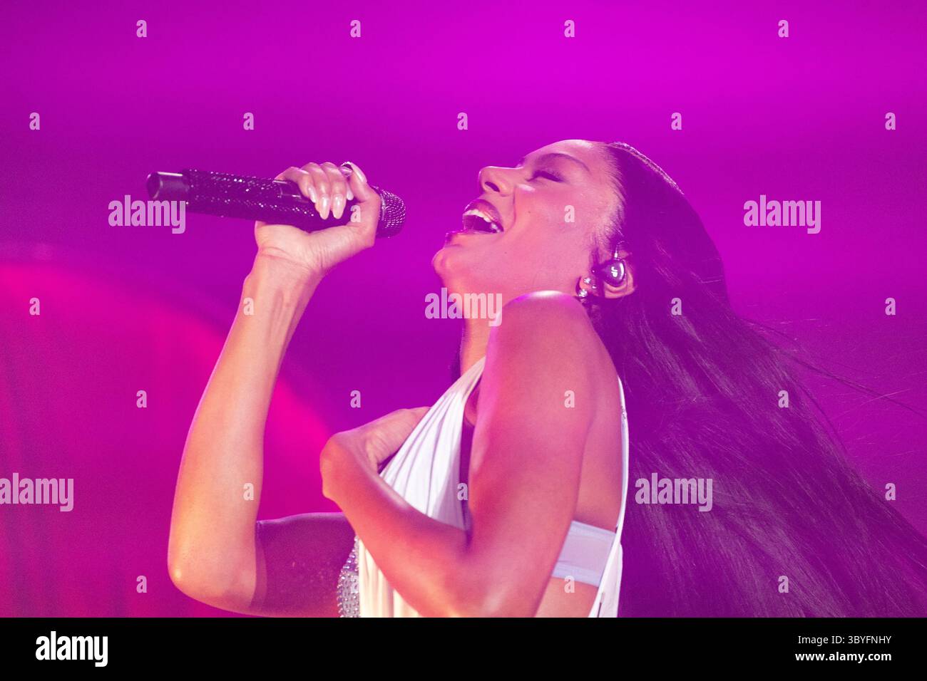 London, UK. July 19, 2025. Jorja Douglas of the band FLO performs at ...