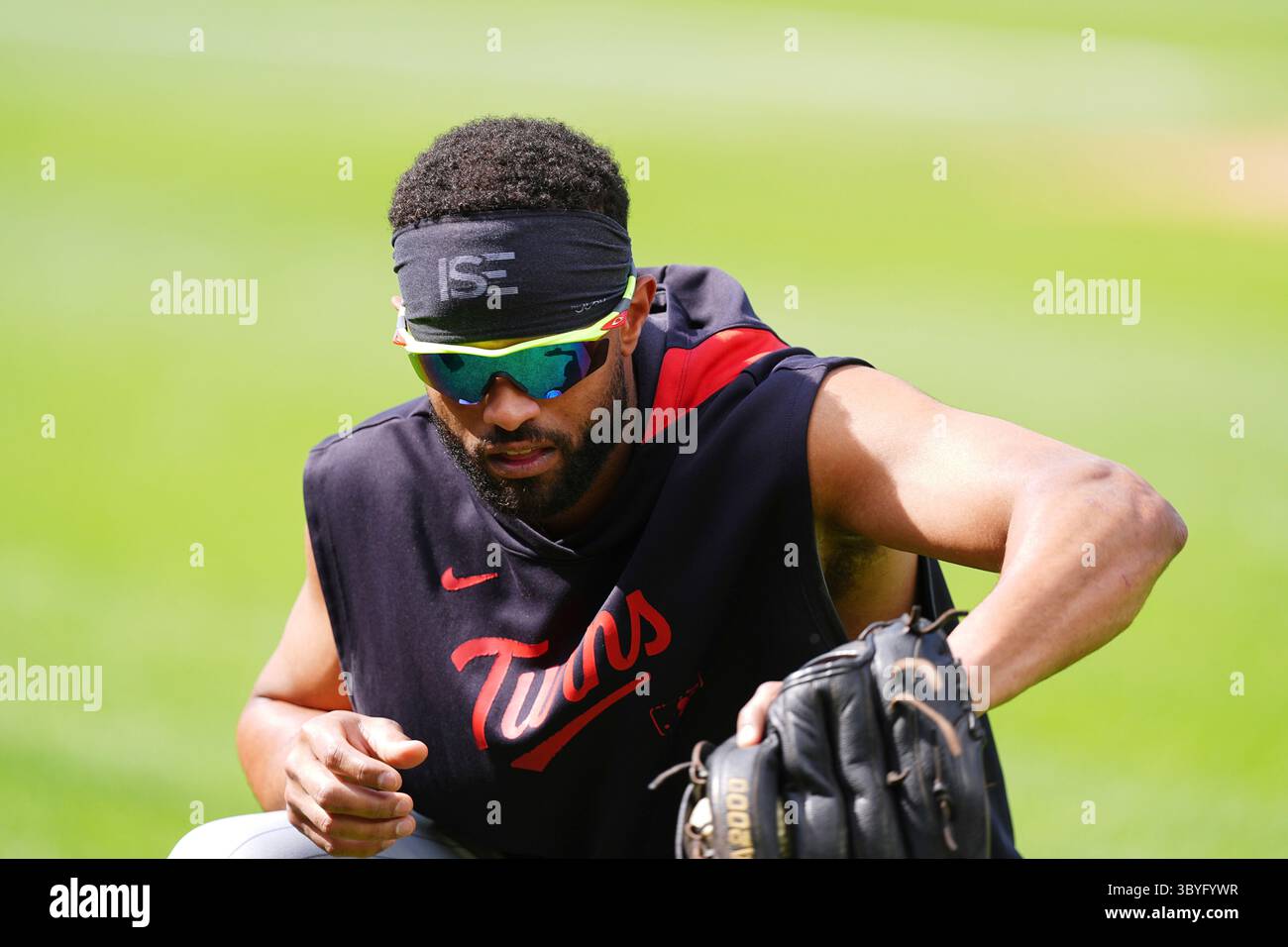 Minnesota Twins second baseman Willi Castro warms up before a baseball ...