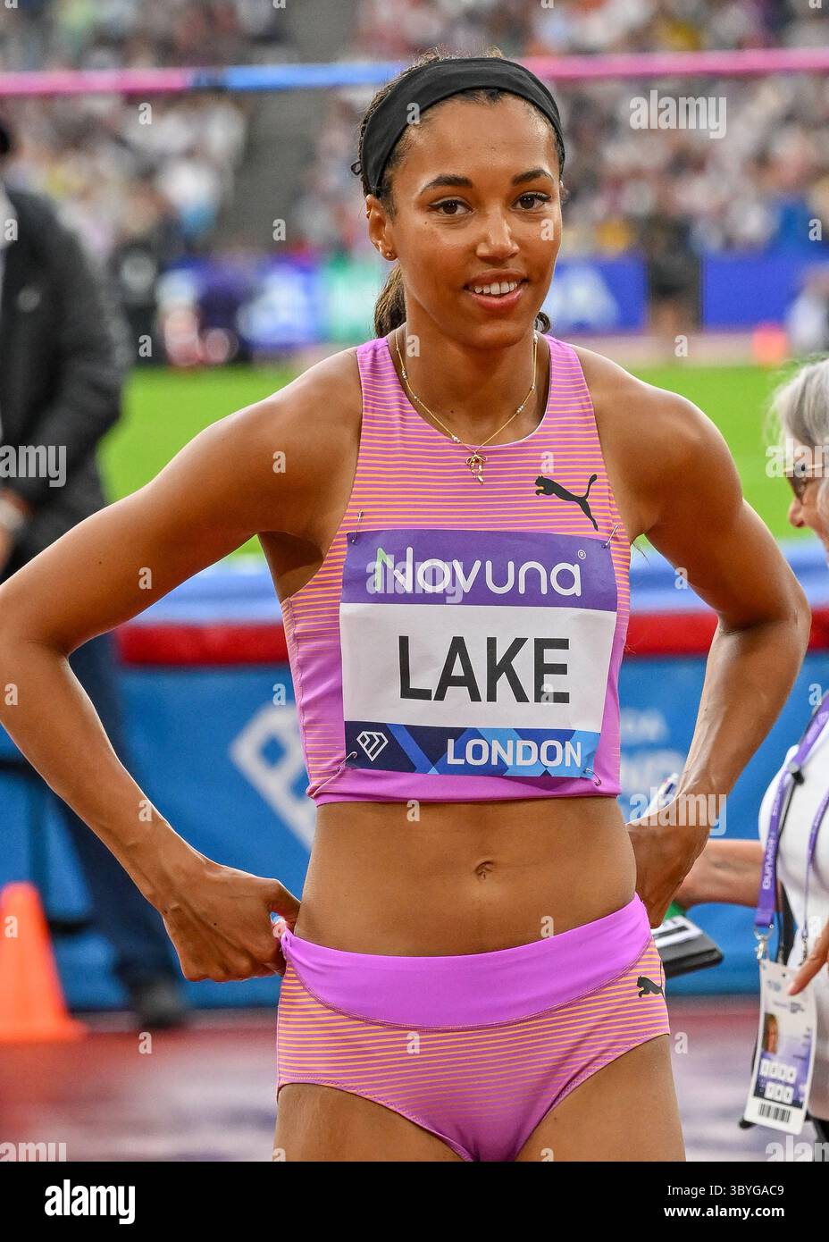 London, UK, 19 July 2025. Morgan LAKE wins the Womens High Jump during ...