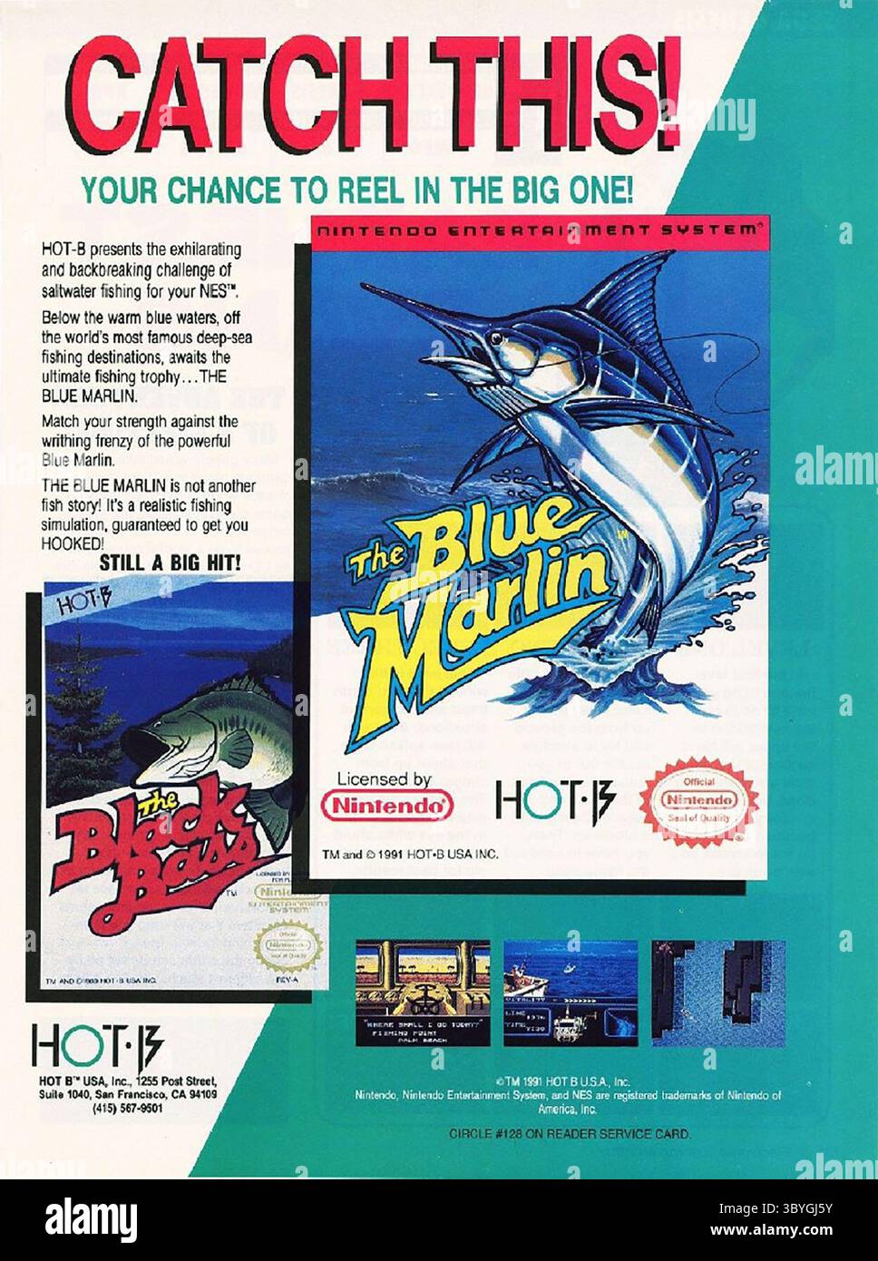 1992 The Blue Marlin, The Black Bass NES ad Stock Photo - Alamy