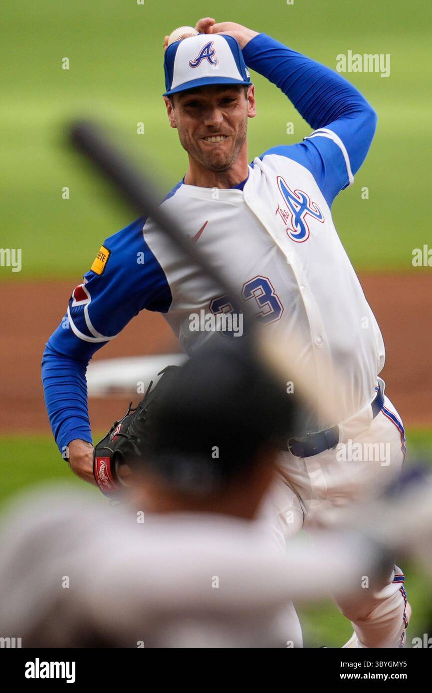 Atlanta Braves pitcher Joey Wentz (33) delivers to New York Yankees ...