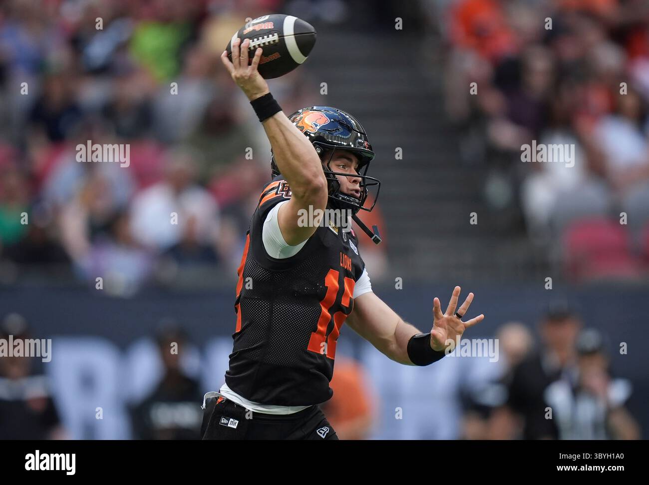 B.C. Lions quarterback Nathan Rourke passes the ball during the first ...
