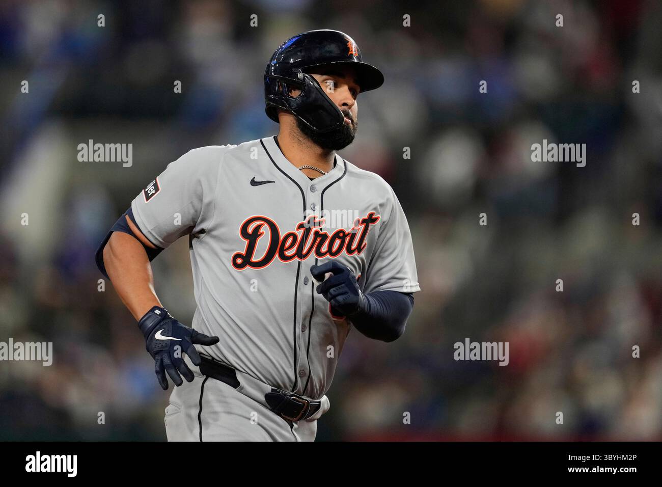 Detroit Tigers' Riley Greene rounds the bases after hitting a solo home ...